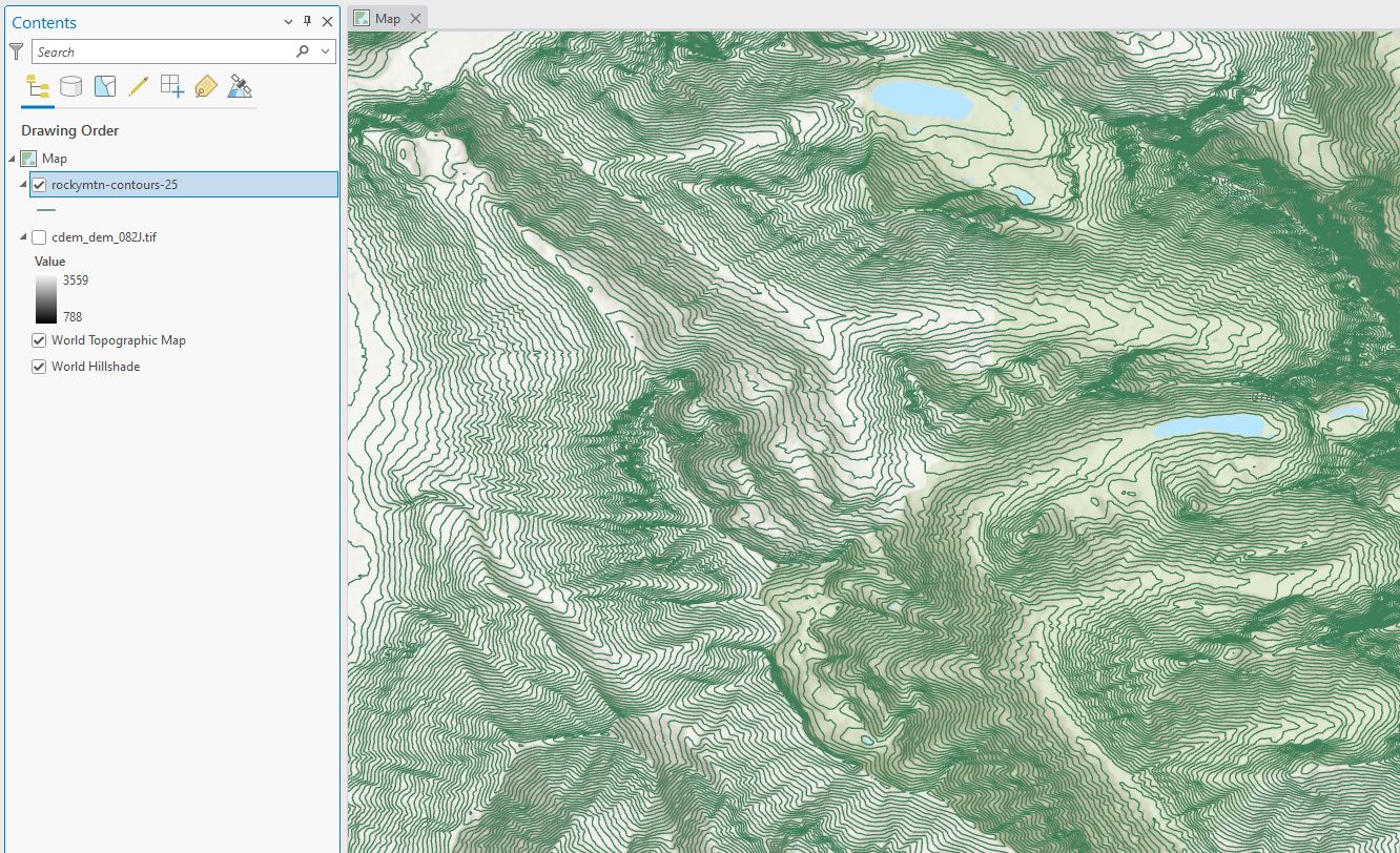 Creating contours using ArcGIS Pro | Map and Data Library